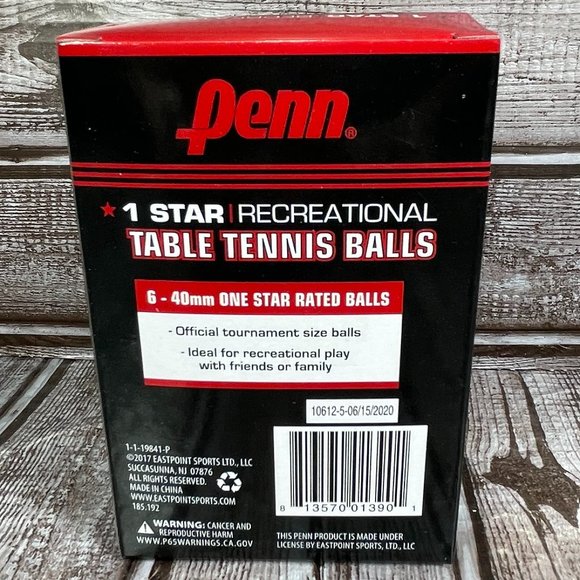 Penn | Games | Penn 6pk 4mm Table Tennis Balls White Ping Pong Star ...